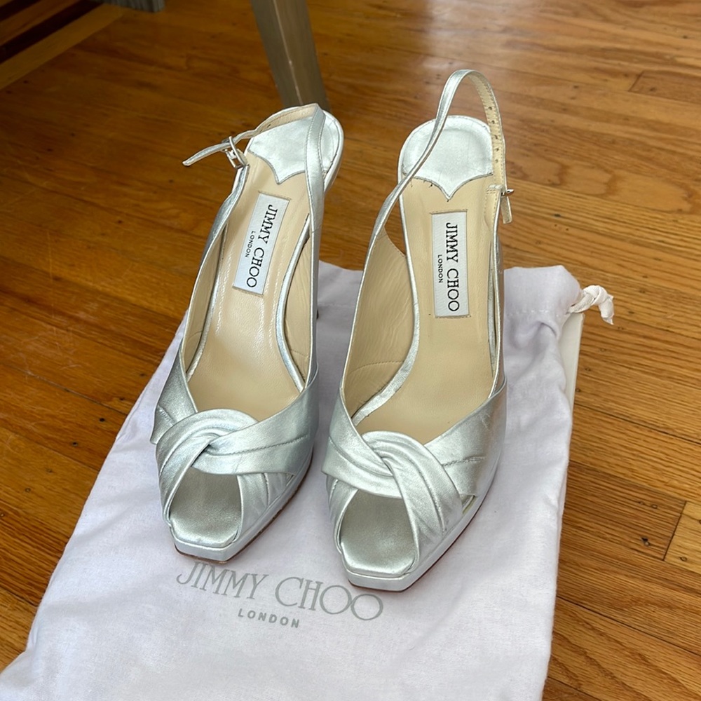 Jimmy Choo Silver Metallic Heels - Gem